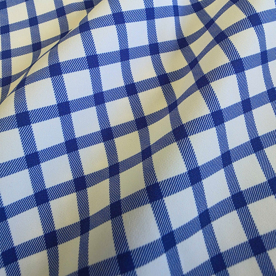 Apex Performance Dress Shirt Semi-Spread Collar Blue Grid Check ...