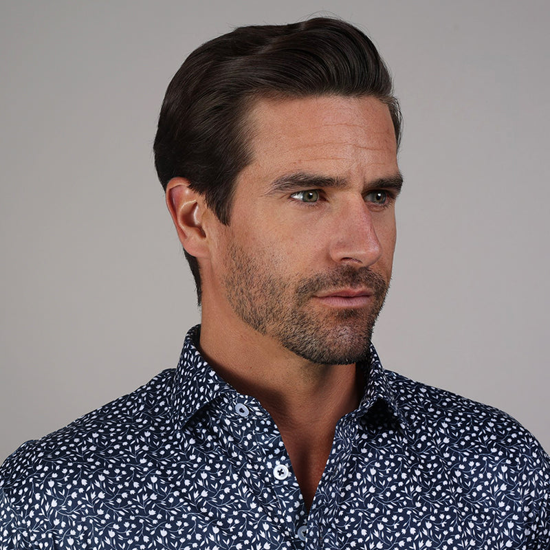 Semi-Spread Collar Polo Navy Floral – Collars & Co.