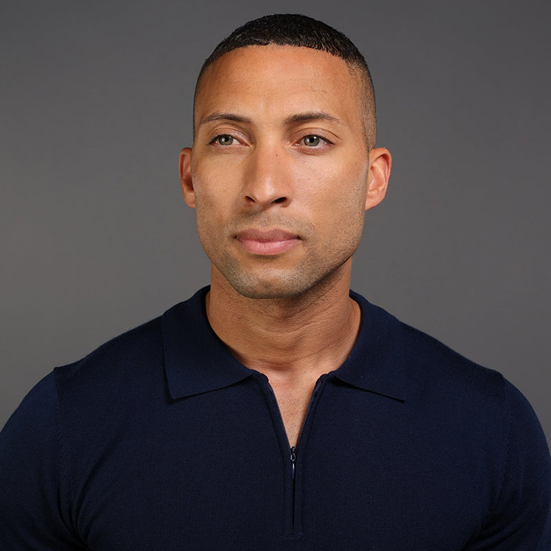Navy Venetian Merino Zip Polo – Collars & Co.