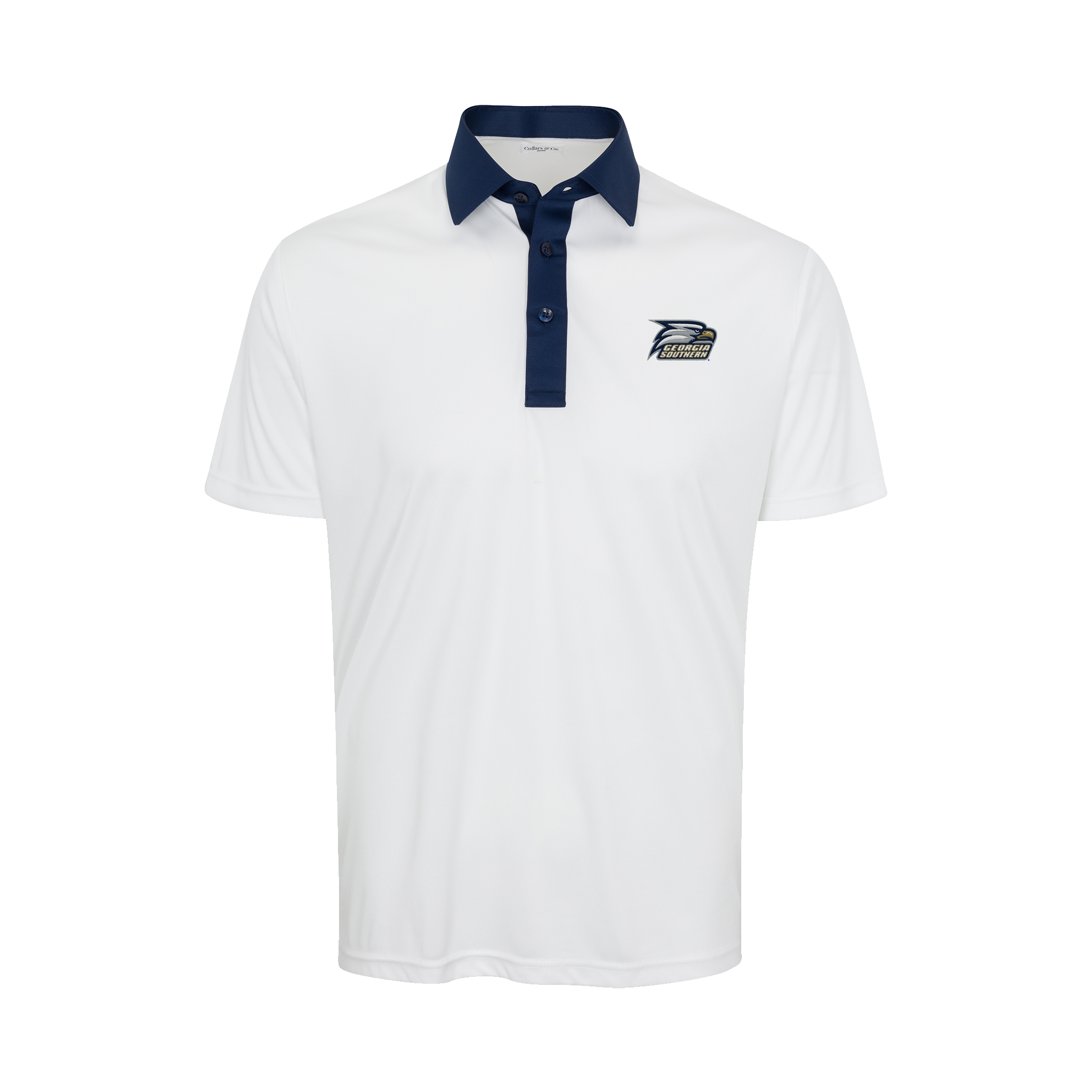 Georgia Southern Semi-Spread Collar Polo Austin White with Navy Accent ...