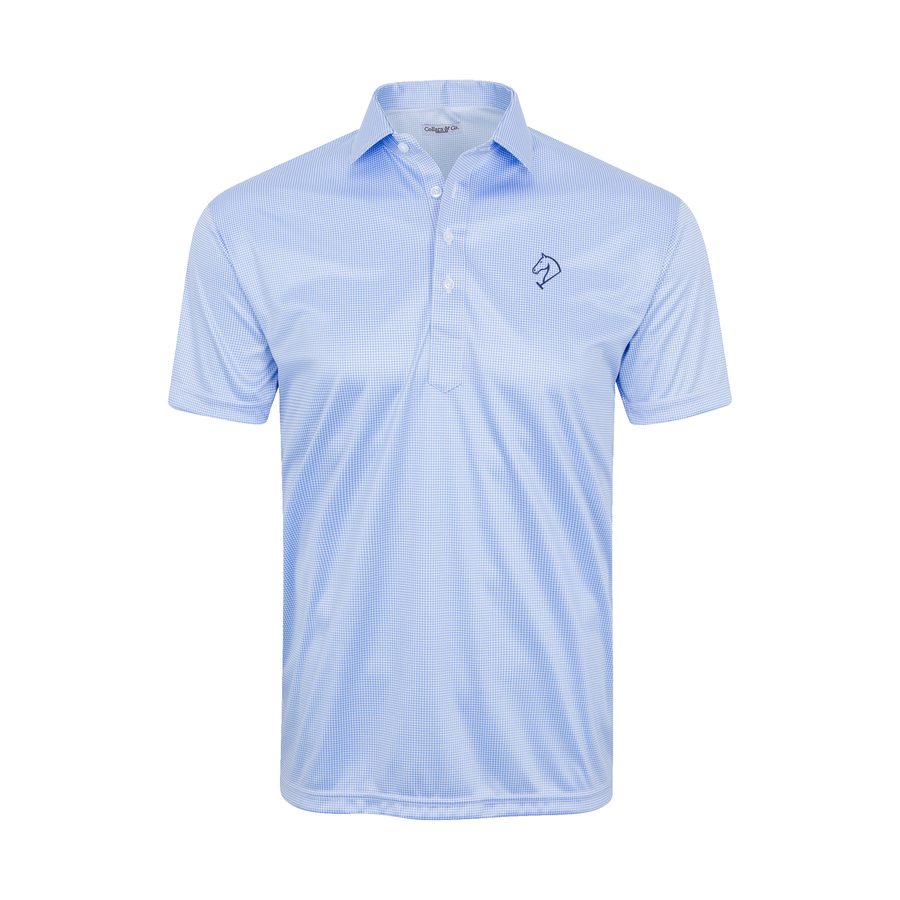Greenwich Sound Polo Semi-Spread Collar Polo Blue Houndstooth – Collars ...