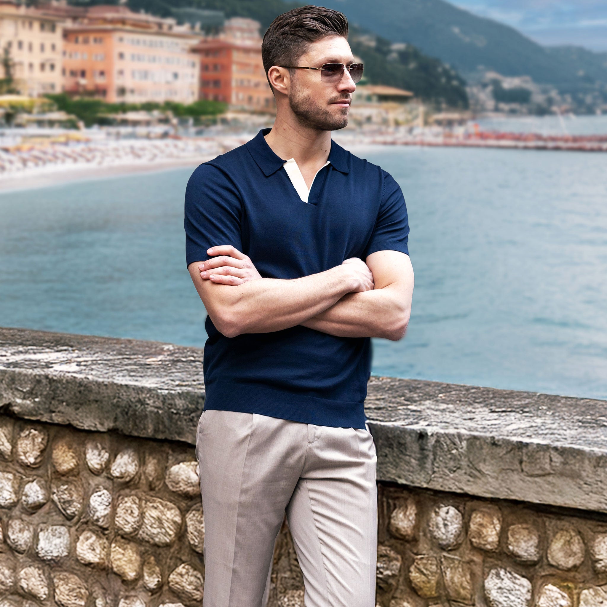 The Maranello Contrast Collar Polo Navy - Tailored Fit – Collars & Co.