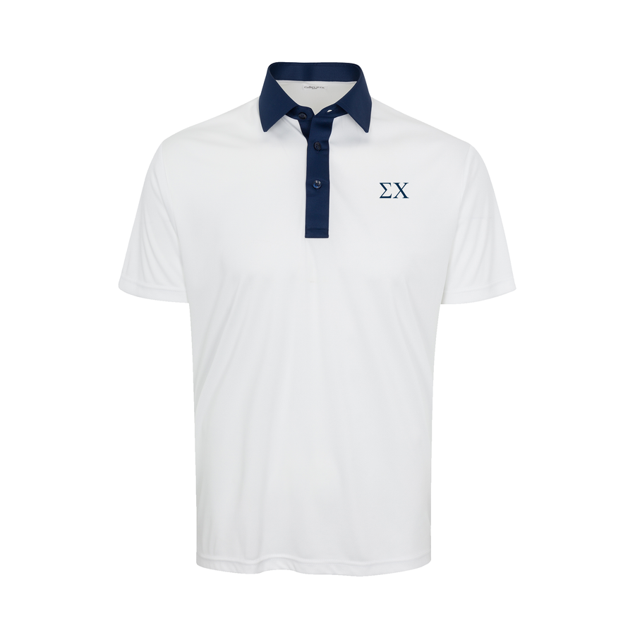 Collars & Co. Sigma Chi Semi-Spread Collar Polo Austin White with Navy