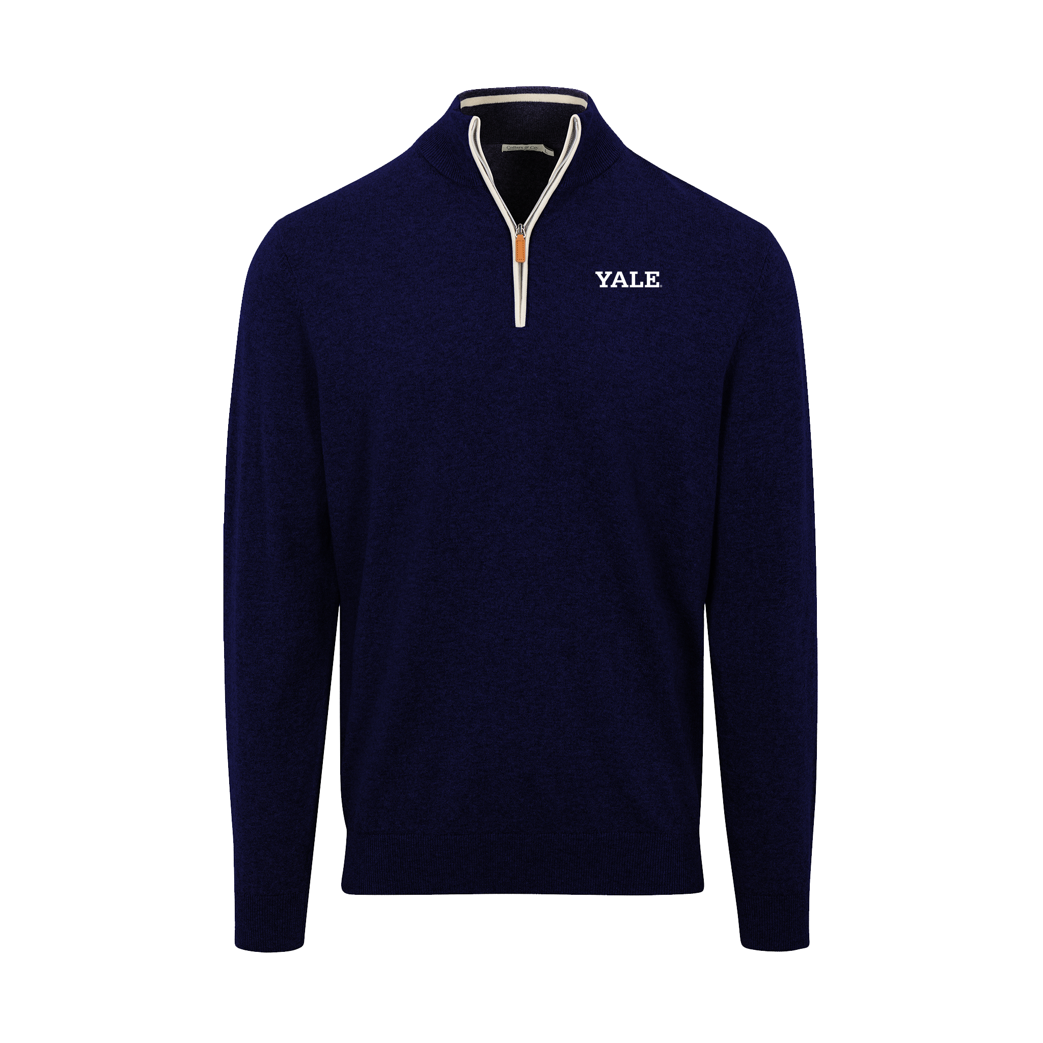 Yale Navy with White Trim Luxury Touch Cotton and Cashmere Quarter Zip ...